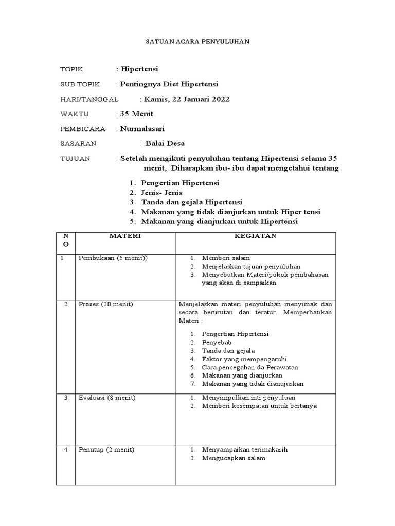 Contoh Bap Dan Sap Penyuluhan | PDF