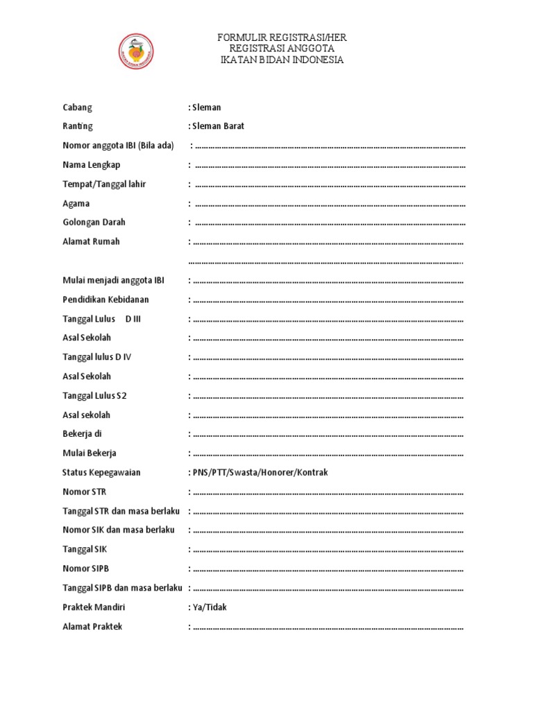 Formulir Registrasi | PDF Formulir Registrasi | PDF