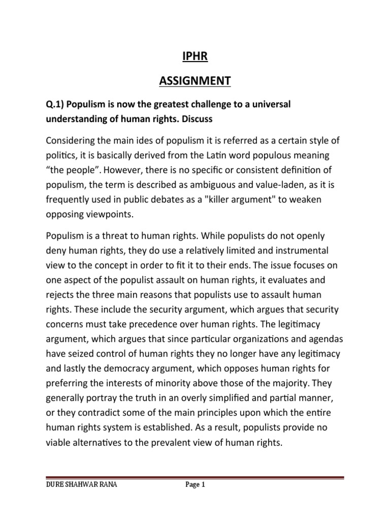 Iphr Assignment | PDF | Populism | Human Rights
