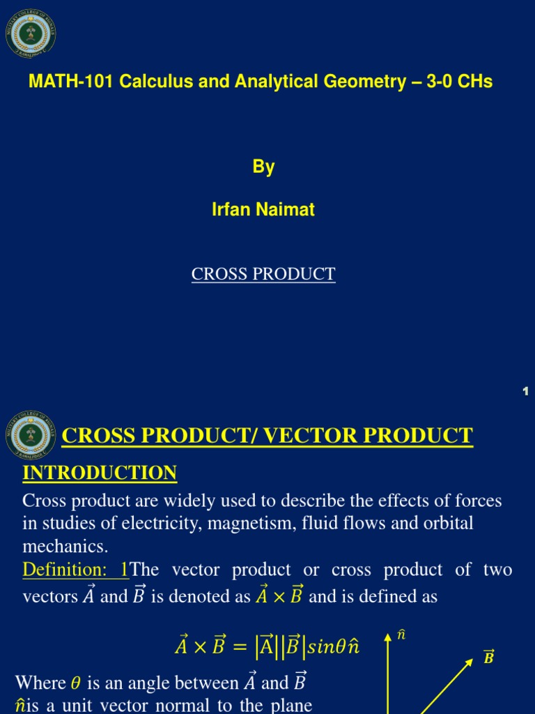 Cross Product | PDF | Euclidean Vector | Area