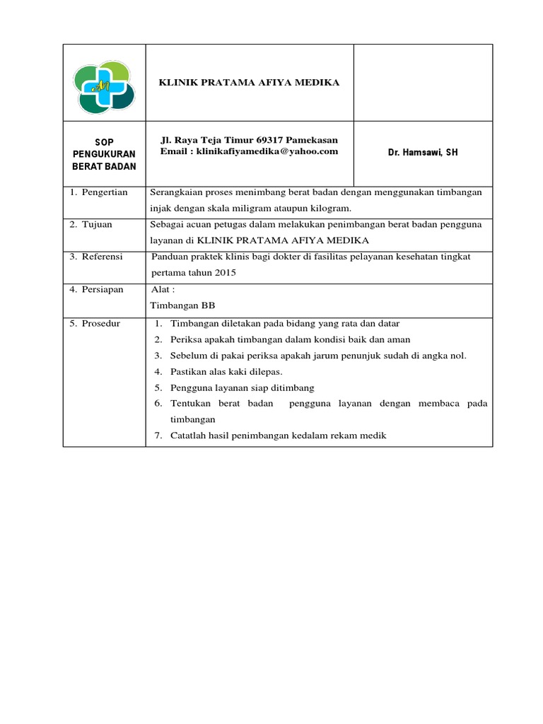 04 Sop Pengukuran BB | PDF | Sains & Matematika
