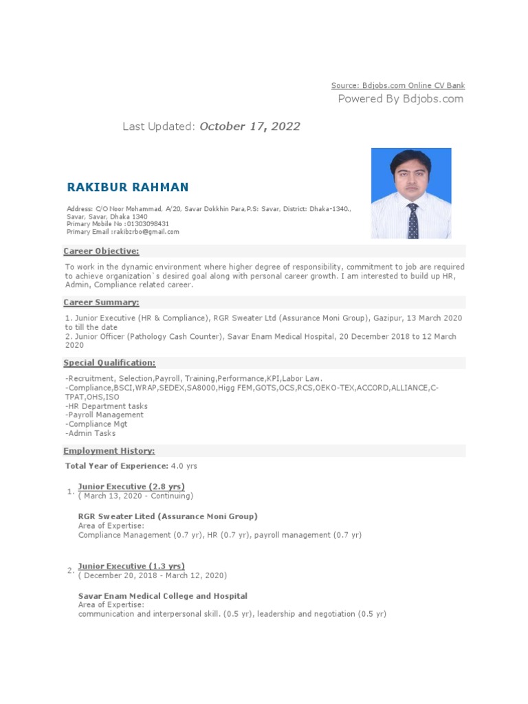 CV Template 01 | PDF | Bangladesh | Qualifications