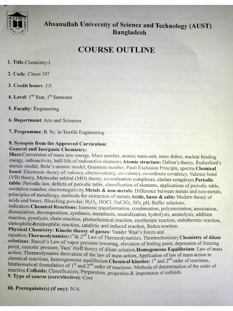AUST Course Outline | PDF