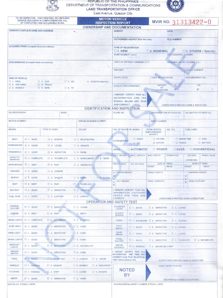 Philippiness Vehicle Inspection Certificate As of 24 July 2015 | PDF