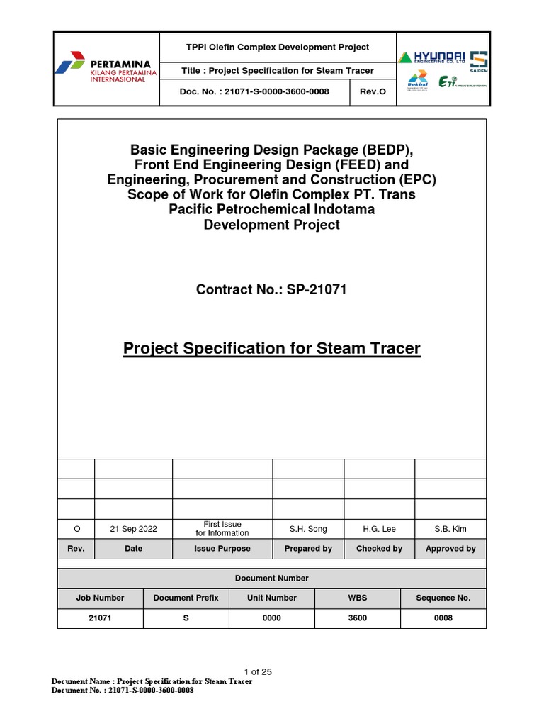 Steam Tracer Specification for TPPI Project | PDF | Pipe (Fluid Conveyance) | Leak