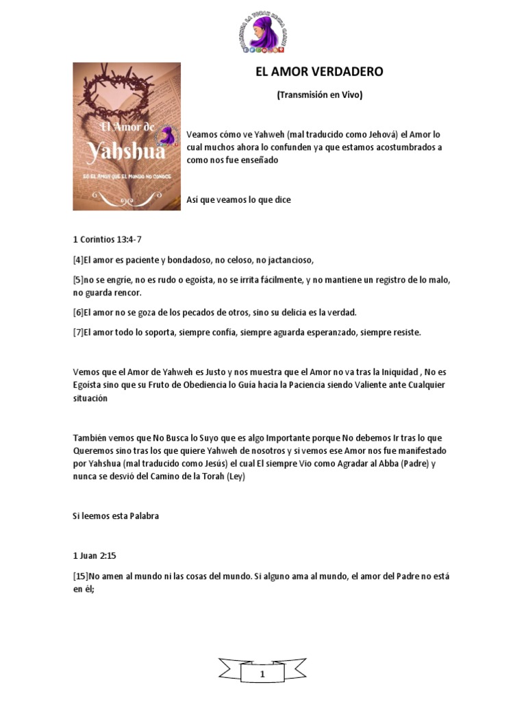 El Verdadero Amor Según Las Escrituras Pdf Amor Pecado