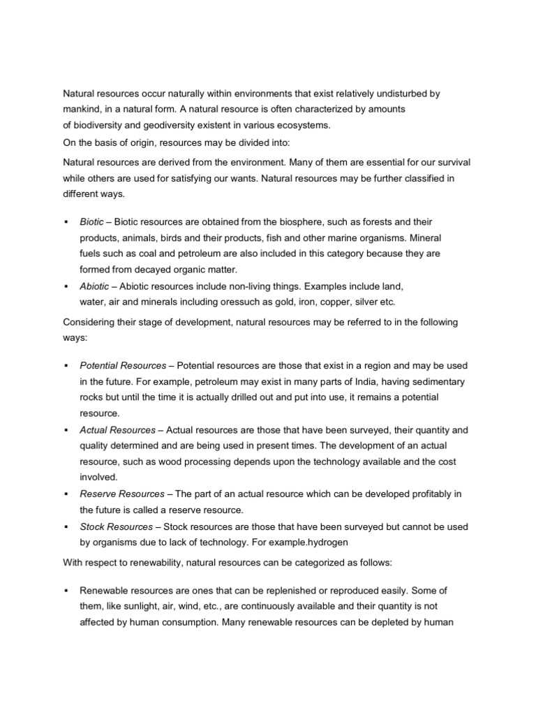 Natural Resources Notes | PDF | Resource | Poverty