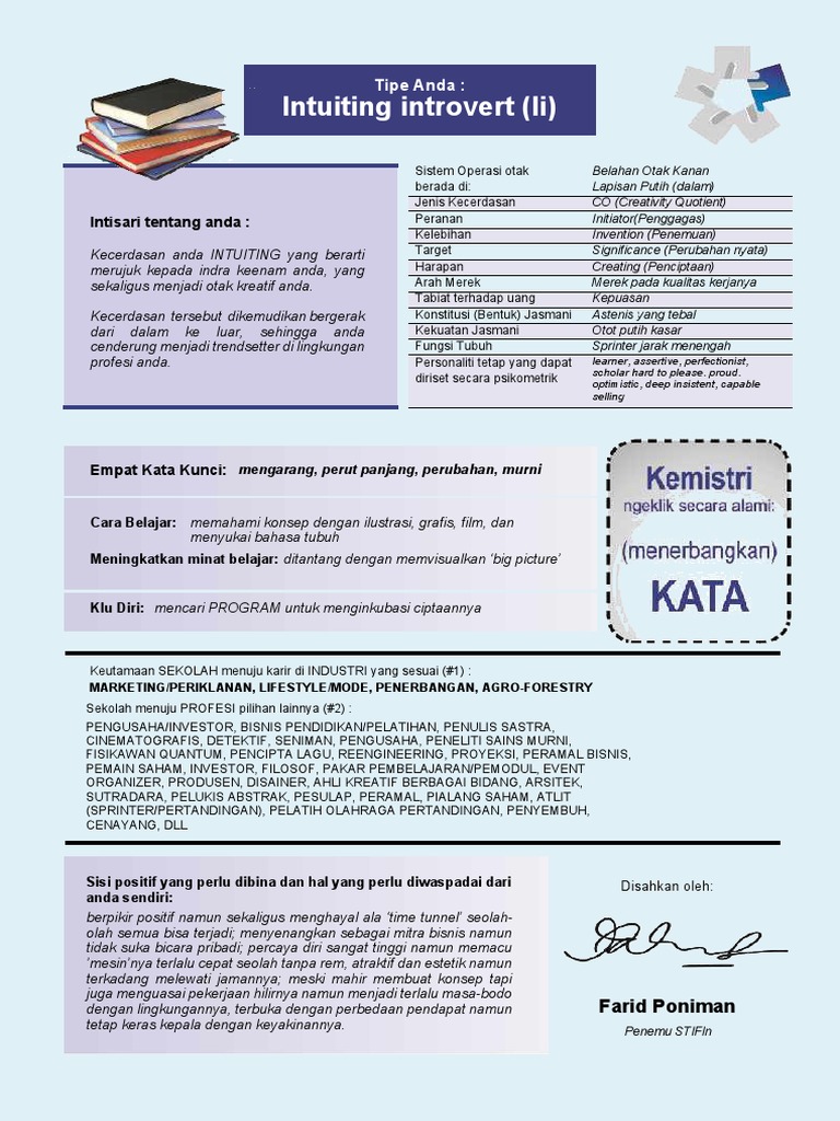 Intuiting Introvert (Ii) : Intisari Tentang Anda | PDF | Karier & Perkembangan | Pengembangan Diri
