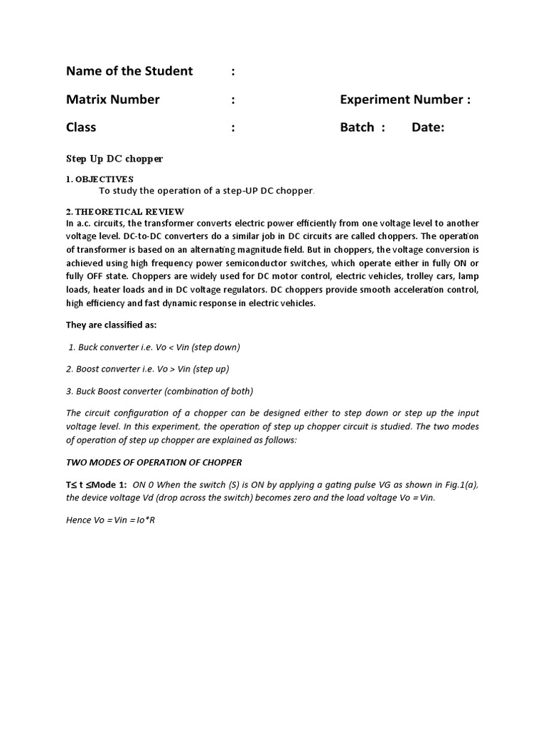 Exp5.Step Up DC Chopper | PDF | Electronic Engineering | Electrical Engineering