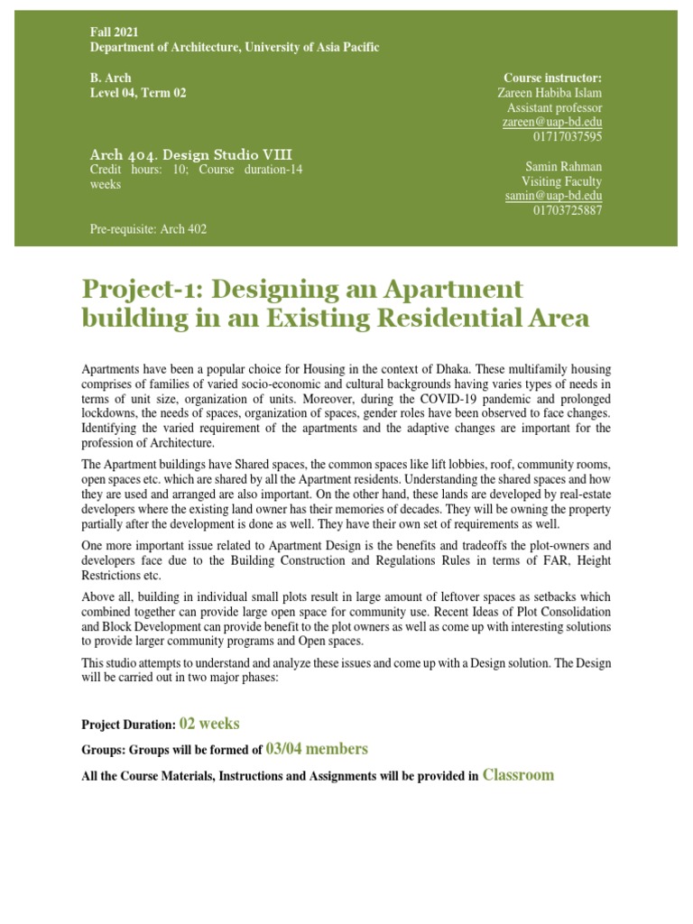 Spring 2022 Handout Project 1 | PDF | Apartment | Buildings And Structures