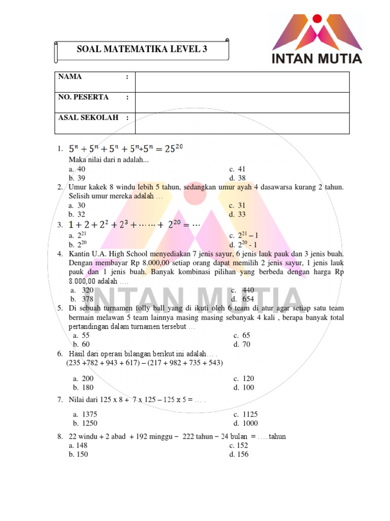 Matematika Level 3 | PDF