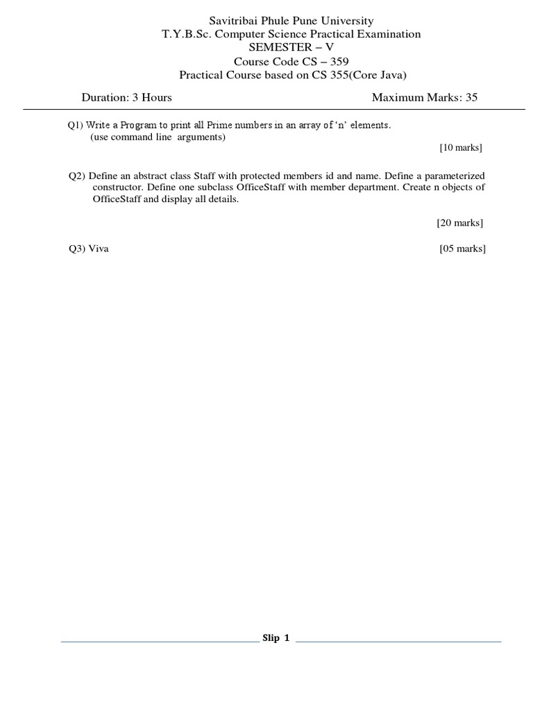 TY - Lab-III CS-359 Core JAVA Slip (Rev 2021-22) | PDF | Method ...