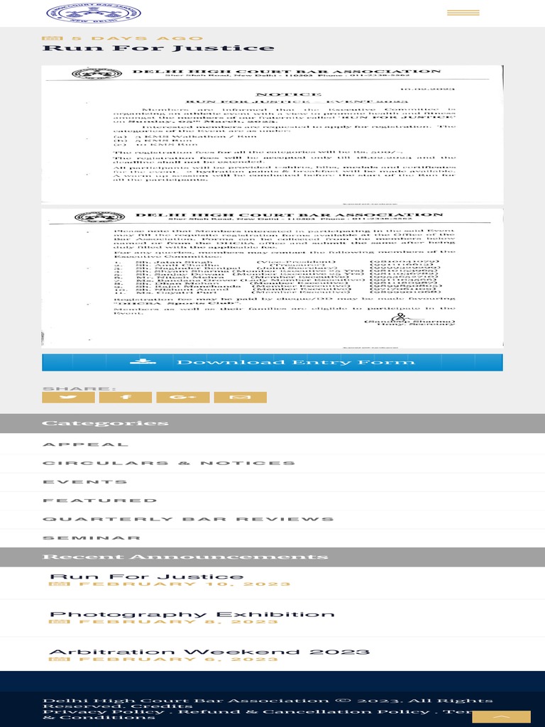Run For Justice - Delhi High Court Bar Association | PDF