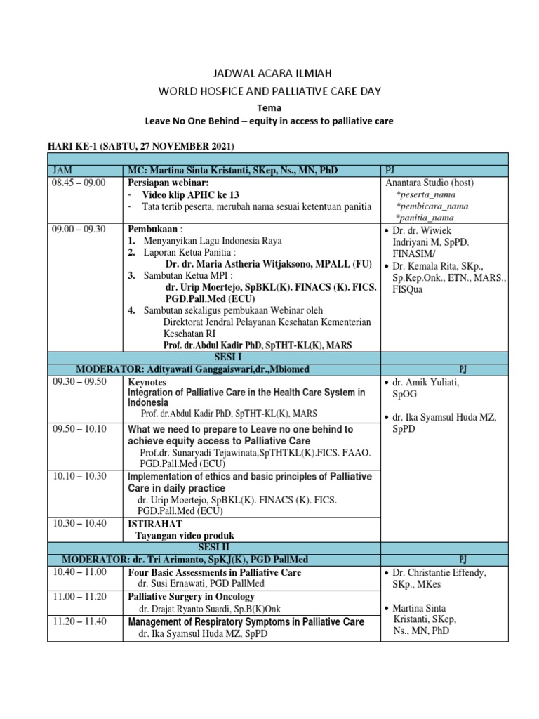 Rundown Acara | PDF | Palliative Care | Clinical Medicine