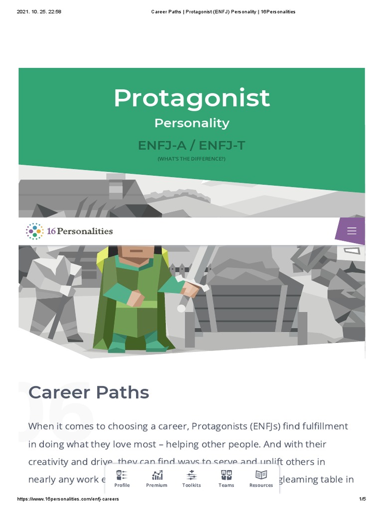 Career Paths - Protagonist (ENFJ) Personality - 16personalities | PDF ...