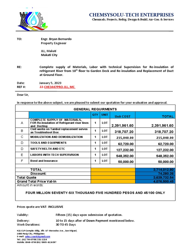 Chemsysolu-Tech Enterprises: 22-CHE3447PRO-JLL, MC | PDF