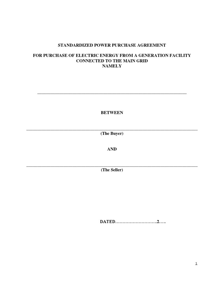 Standardized Power Purchase Agreement | PDF | Indemnity | Law Of Agency