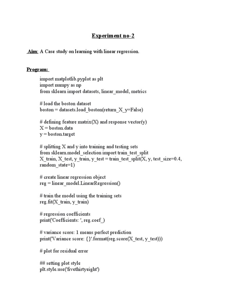 Experiment No 2 Ml Pdf