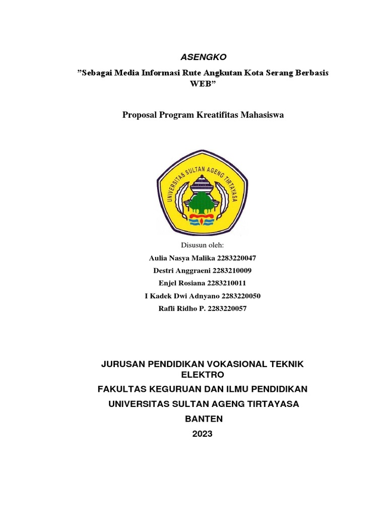Proposal PKM IPTEK ASENGKO Sebagai Media Informasi Angkutan Kota Serang | PDF | Teknologi & Rekayasa
