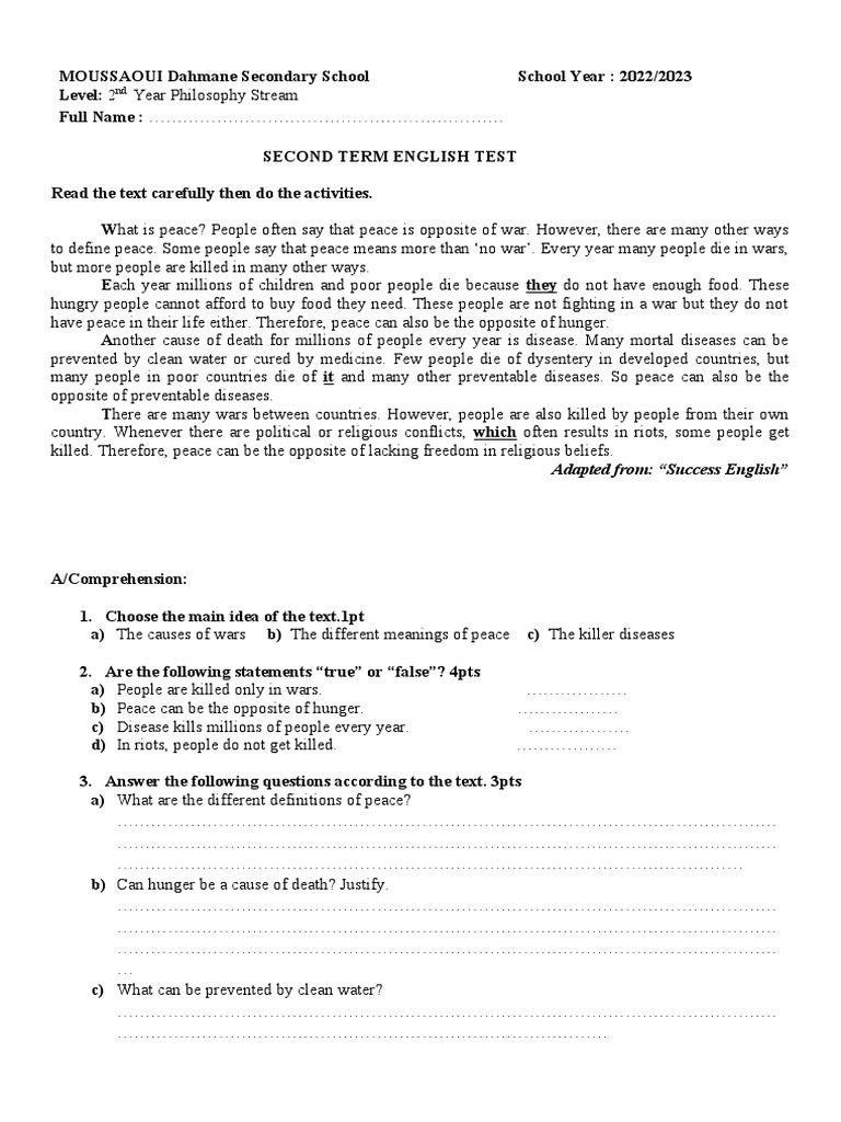 Test Make Peace | PDF | Cognitive Science | Syntax