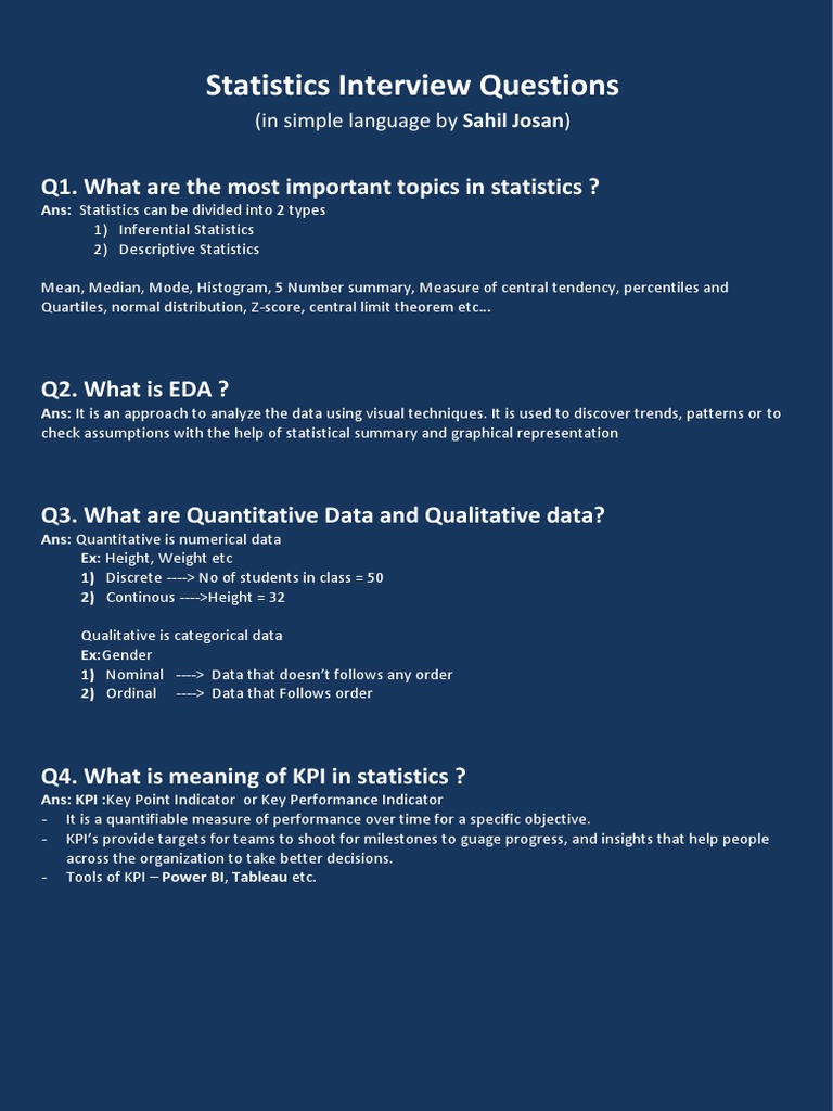 Statistics Interview Questions | PDF | Statistics | Quartile