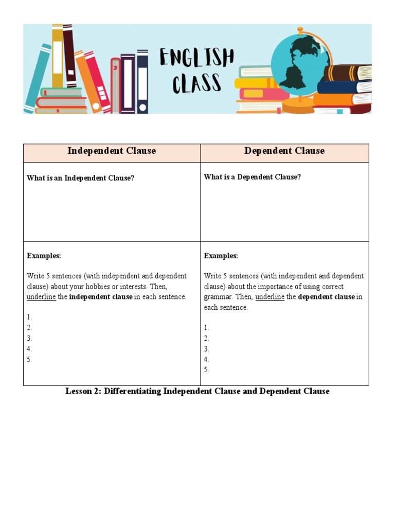 Lesson 2 - Differentiating Independent Clause and Dependent Clause | PDF