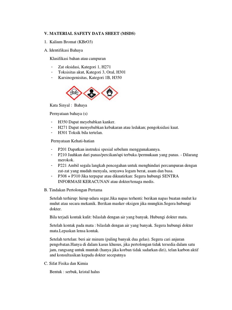 MSDS Bahan Kimia Berbahaya dan Pertolongan | PDF | Kesehatan Holistik