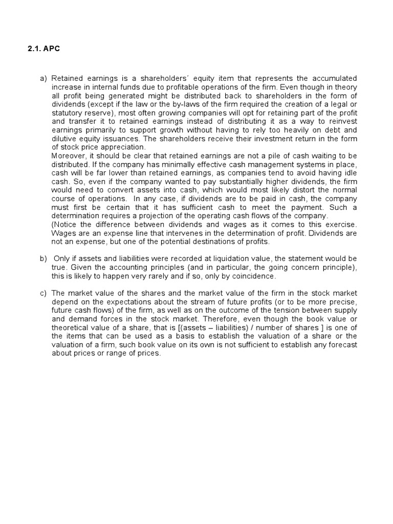 Solution Exercises Download Free Pdf Historical Cost Dividend