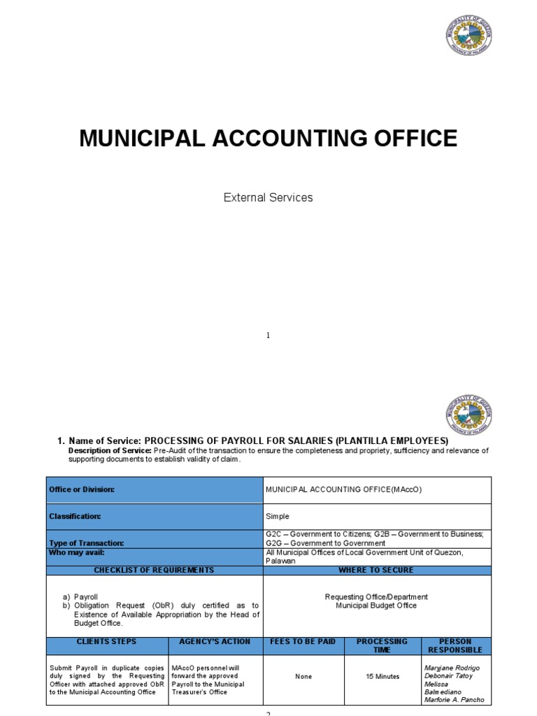 Accounting Office Citizen's Charter Sample | Download Free PDF ...