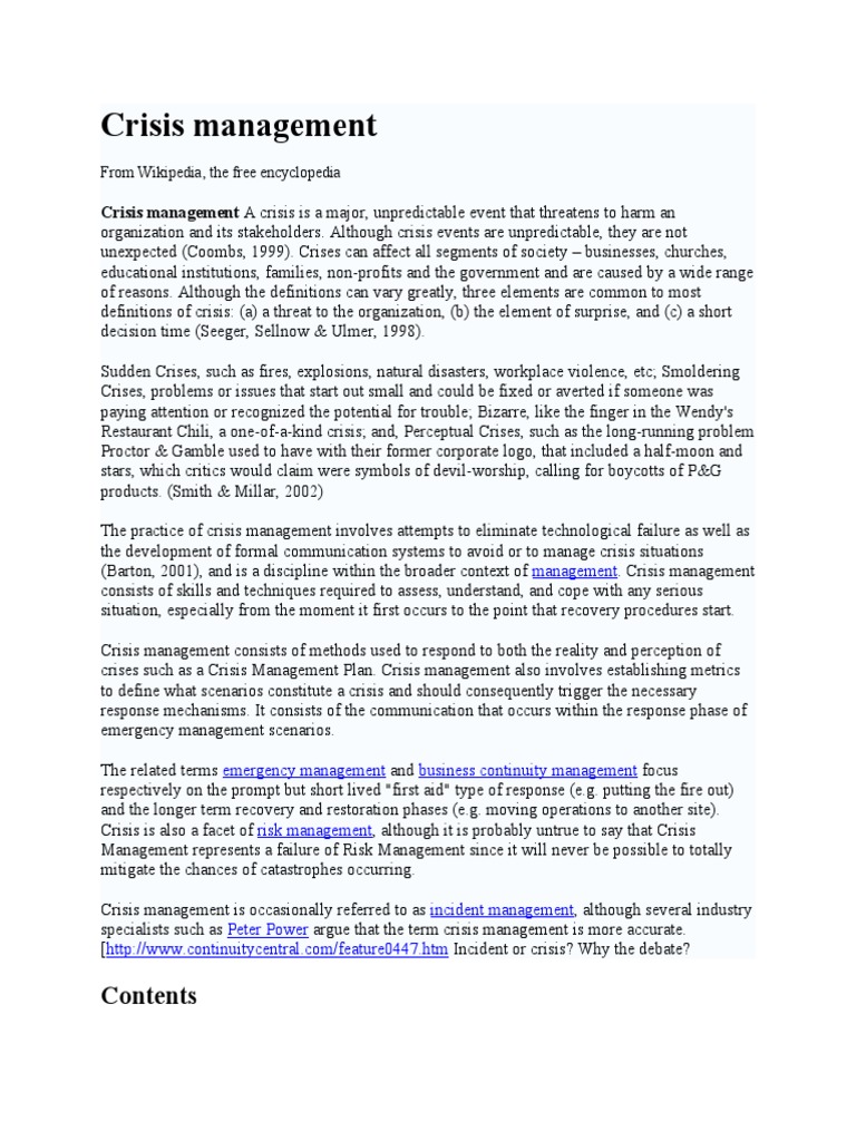 Crisis Management 2 | PDF | Crisis Management | Business