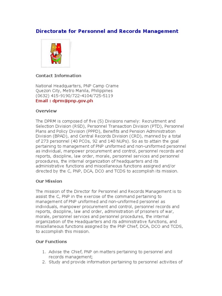 Directorate For Personnel and Records Management | PDF | Government