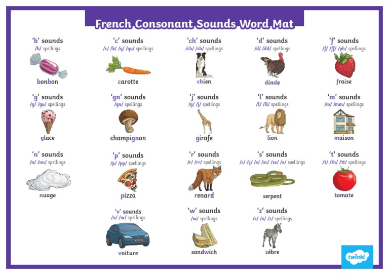 French Phonics Consonant Sounds Word Mat | PDF
