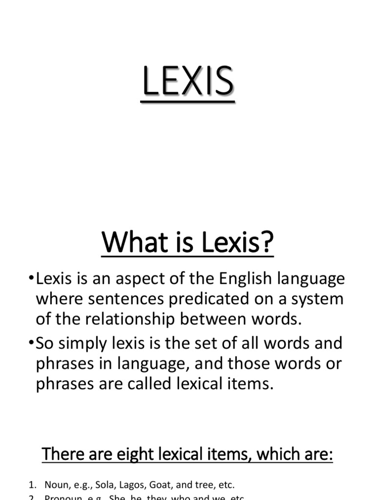 An Overview of Lexis: The Eight Parts of Speech and Seven Aspects of ...