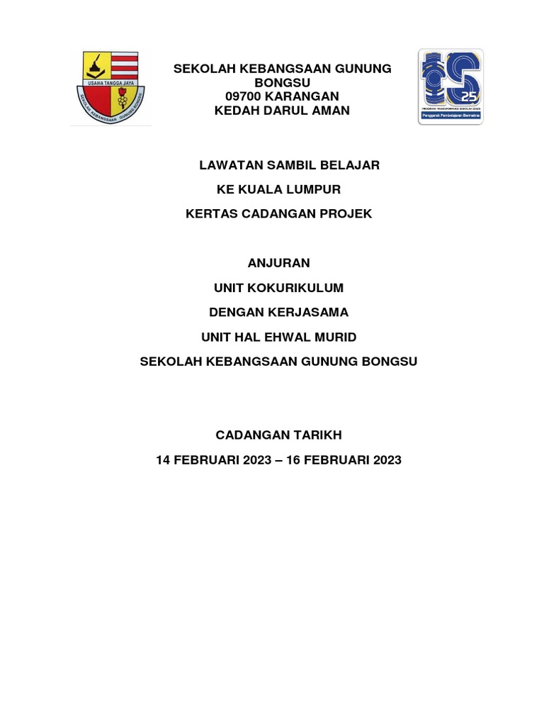 Kertas Kerja Lawatan Sambil Belajar Ke Kual Lumpur | PDF