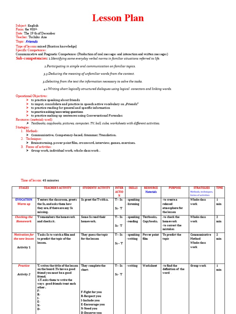 Friends 7 | PDF | Lesson Plan | Information
