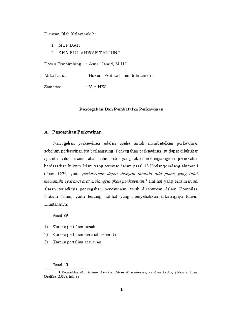 Pencegahan dan Pembatalan Perkawinan Islam | PDF | Hukum