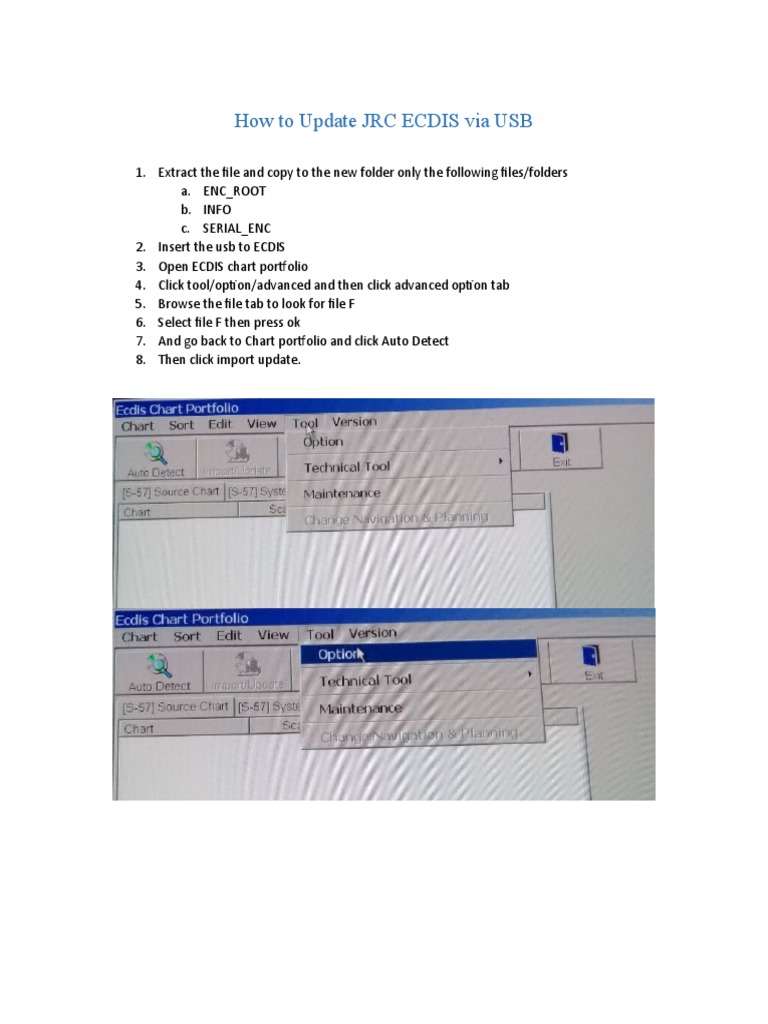How To Update JRC ECDIS Via USB | PDF
