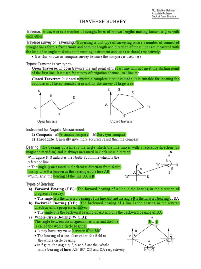 Traverse Survey | Download Free PDF | Surveying | Compass