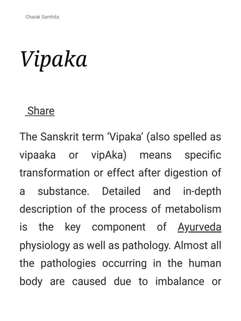 Vipaka Charaka | PDF | Ayurveda | Taste
