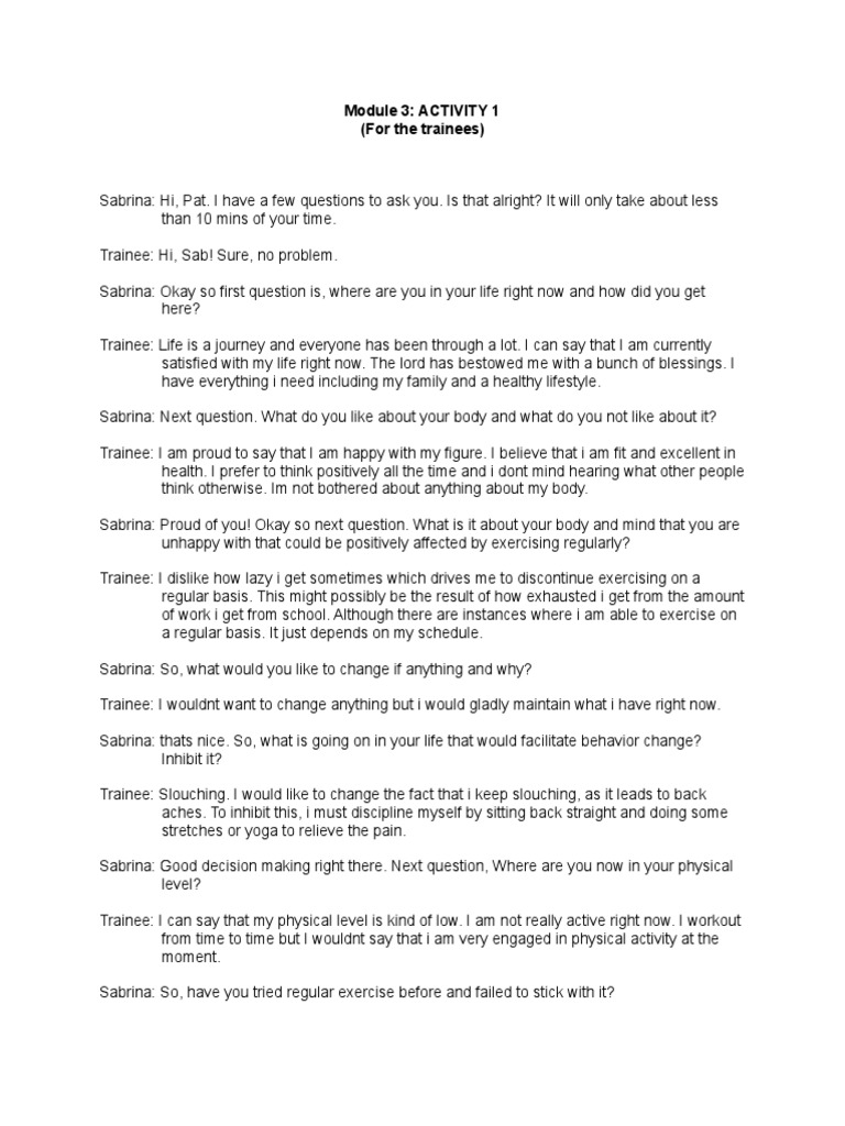 Module 3 - ACTIVITY 1 | PDF | Physical Fitness | Cognitive Science