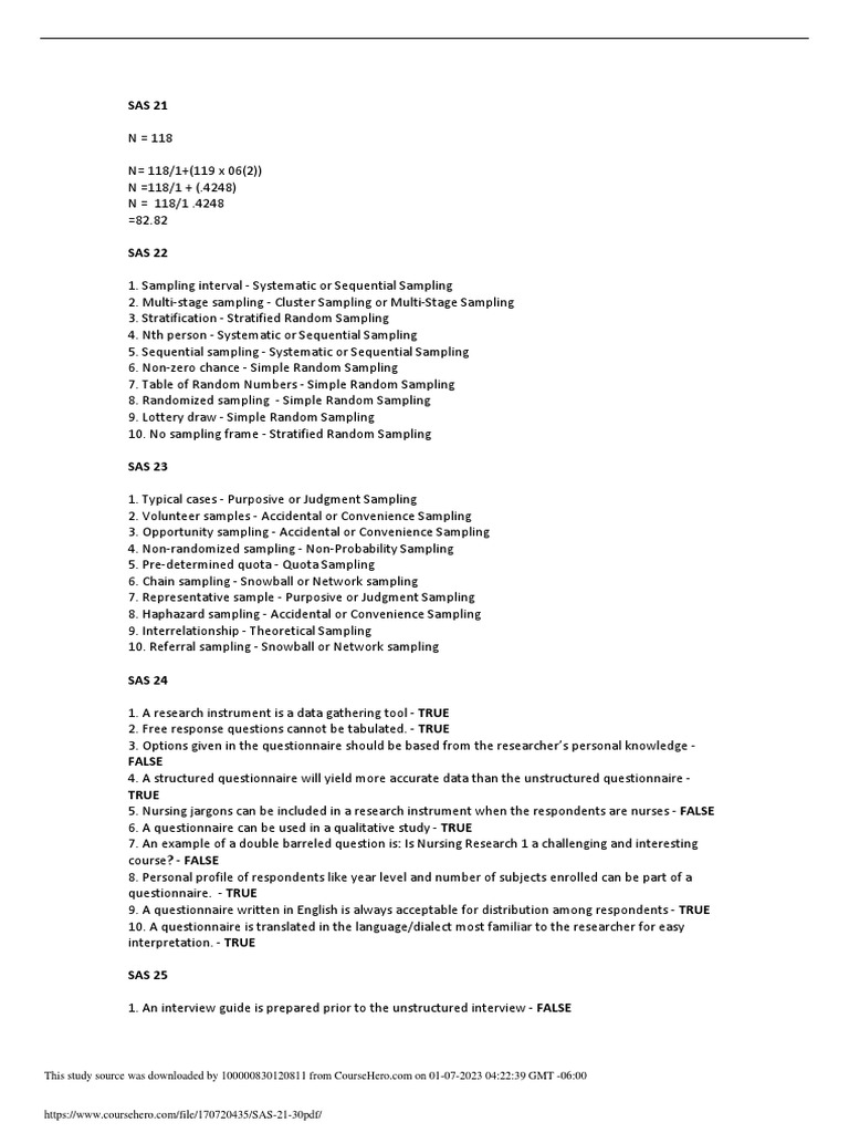Sas 21 30 PDF | PDF | Sampling (Statistics) | Self Report Study