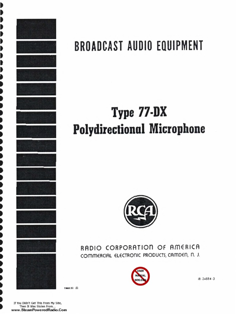 RCA Type 77-DX Polydirectional Microphone Manual | PDF | Microphone ...