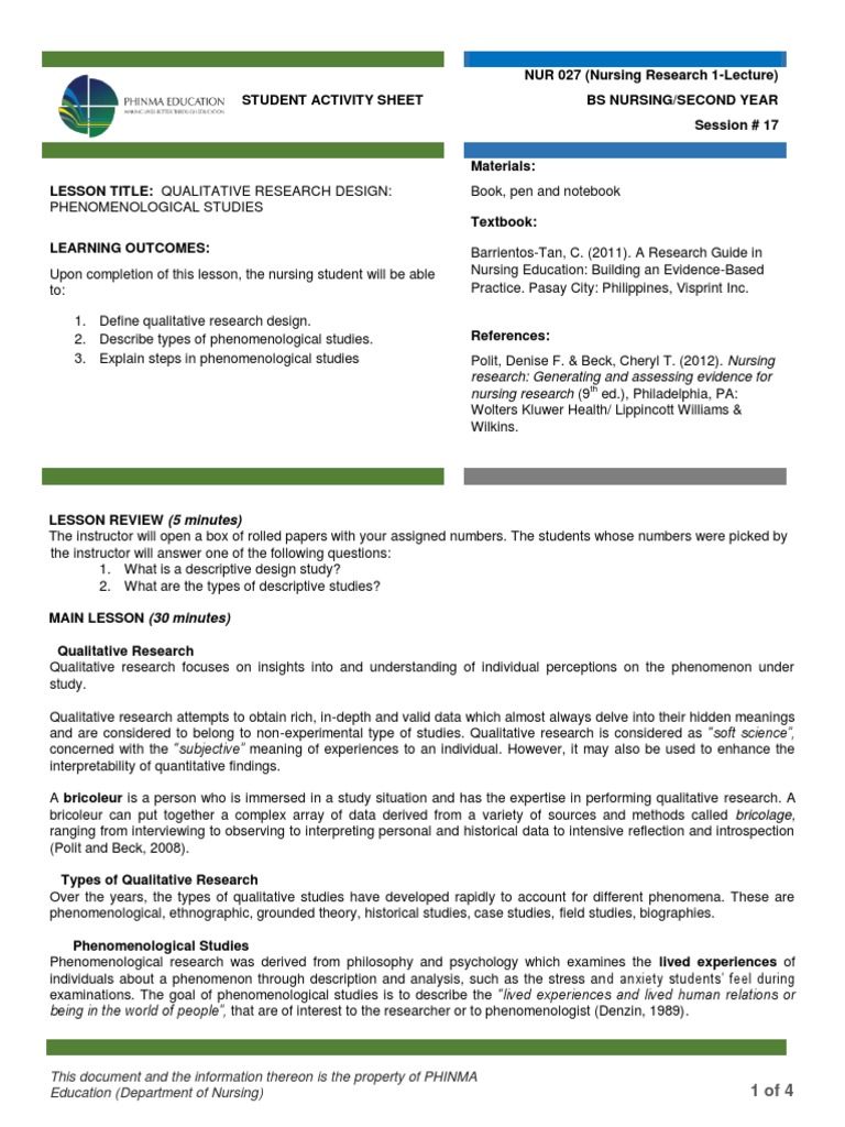 SAS Session 17 Research 1 | PDF | Phenomenology (Philosophy ...