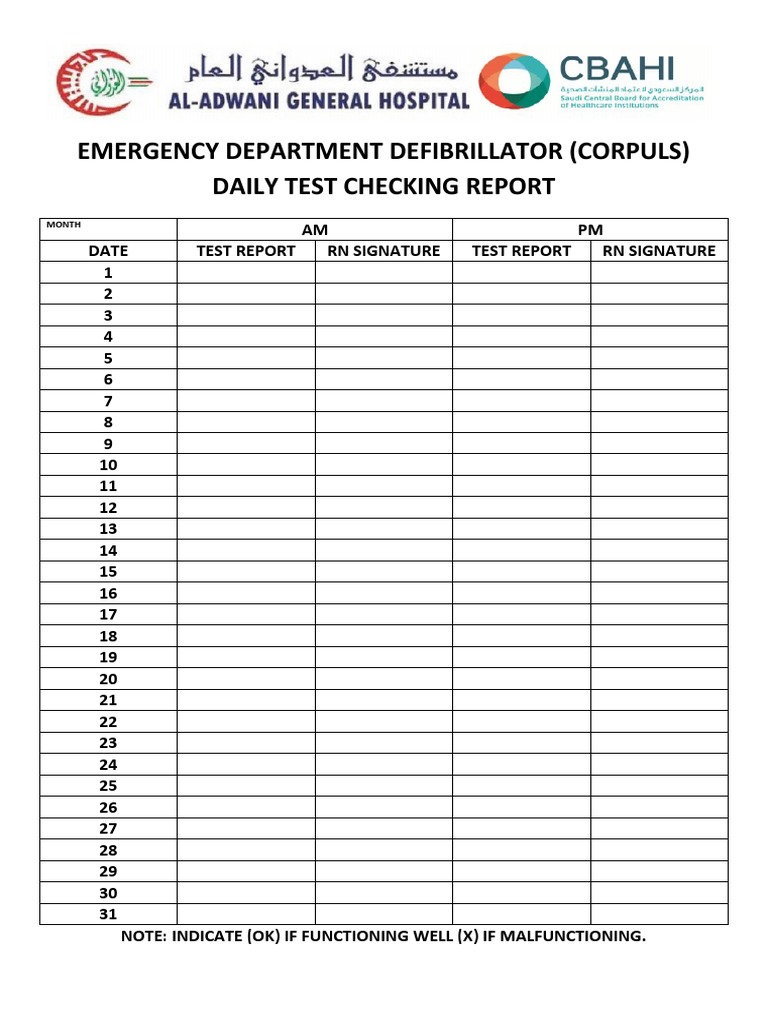 Daily Test Checking Report Sheet (Corpuls) | PDF