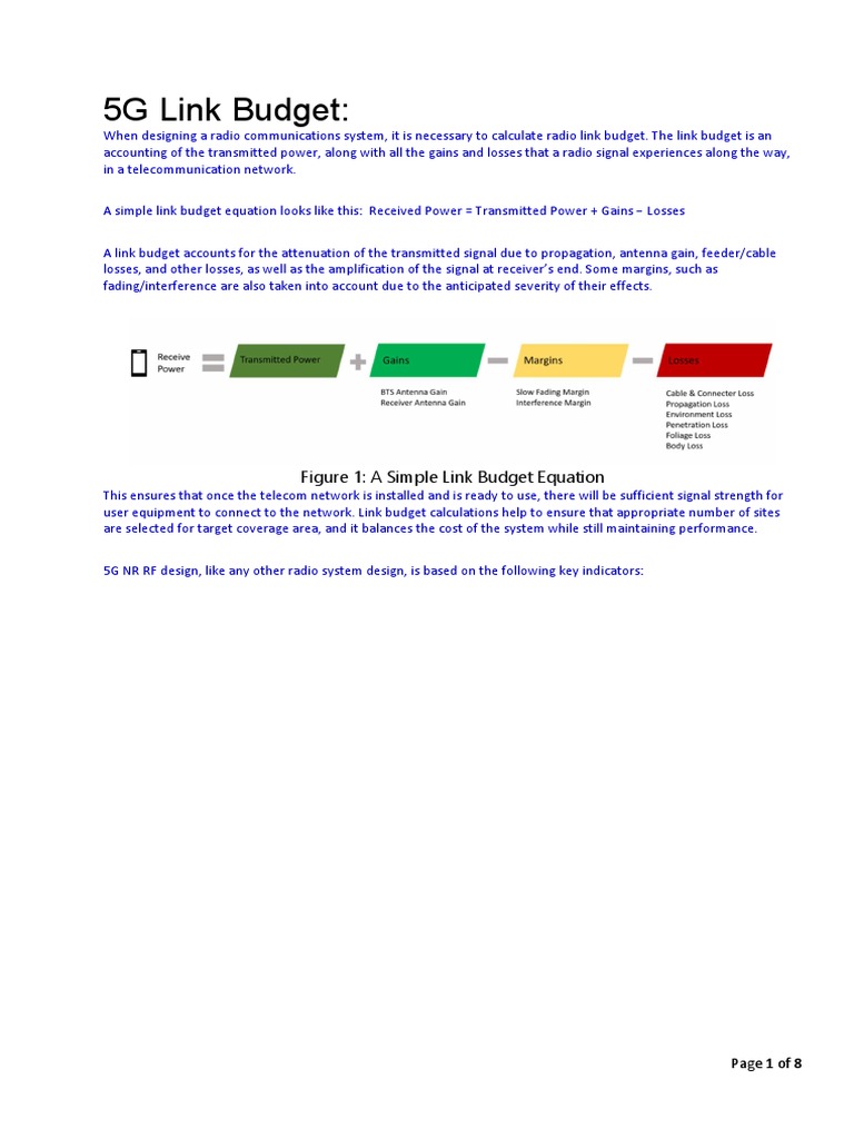 5G Link Budget | PDF | Radio | Cellular Network