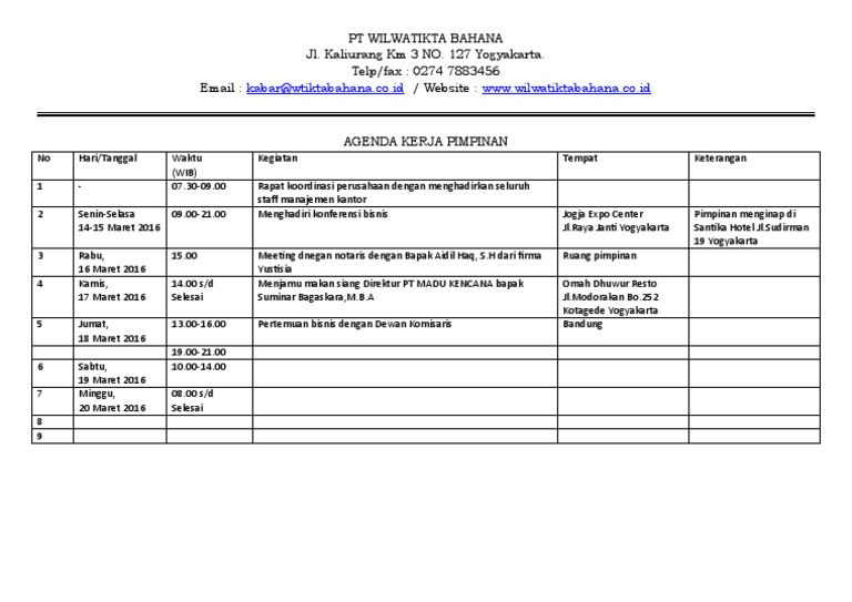 Agenda Kerja Pimpinan-24 | PDF