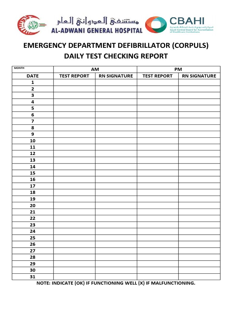 Daily Test Checking Report Sheet (Corpuls) | PDF