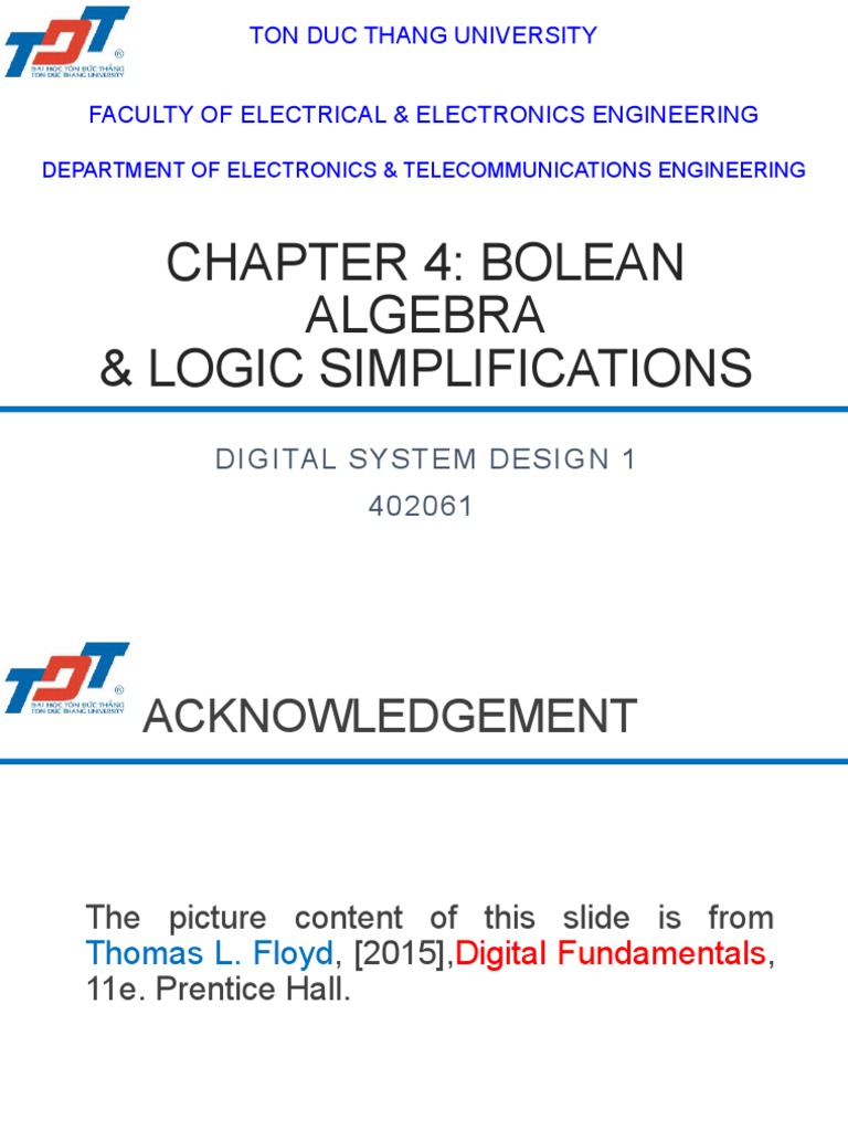 Chap 4 Boolean Algebra and Logic Simplification | PDF | Boolean Algebra | Teaching Mathematics