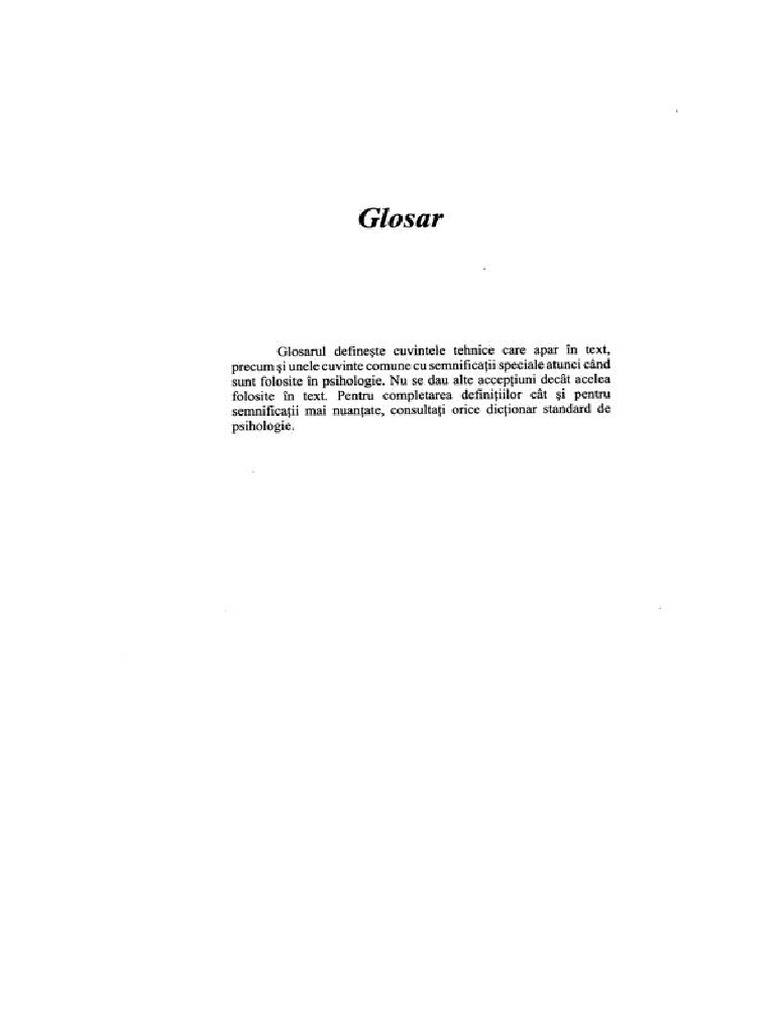 Glosar Istoria Psihologiei | PDF