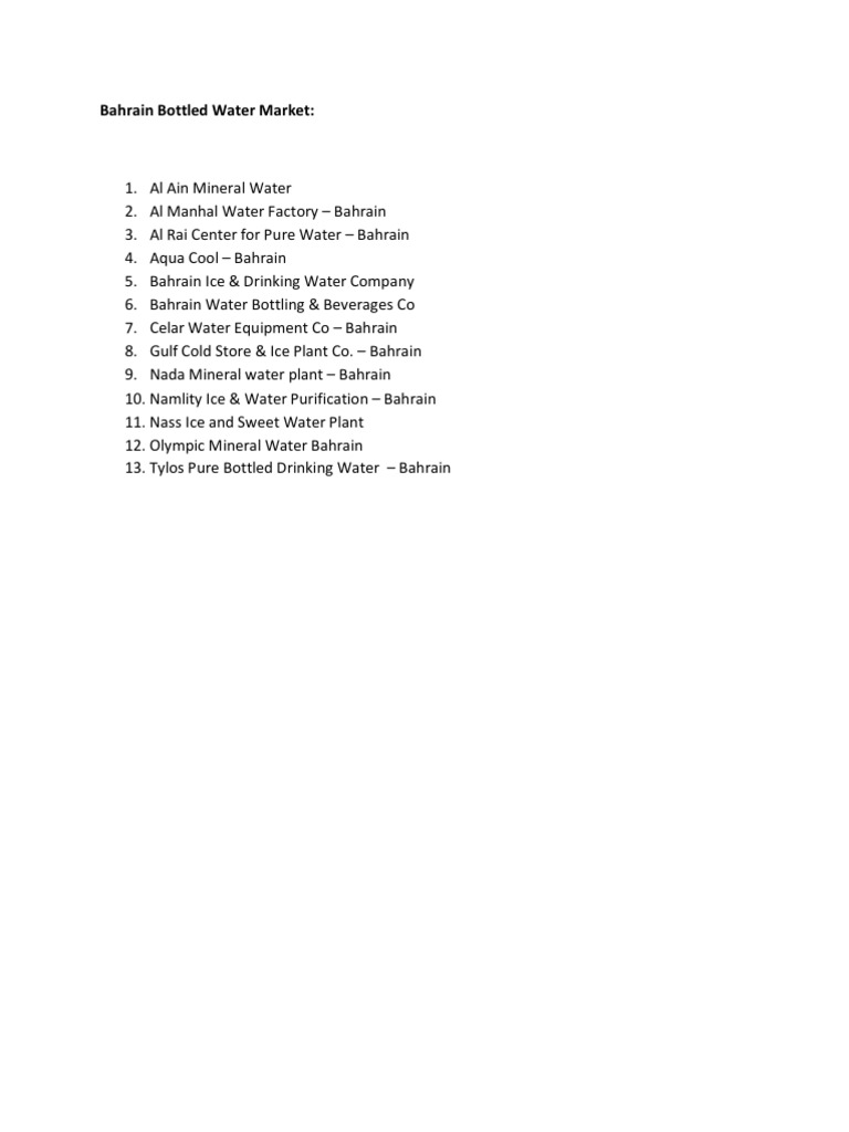 Bahrain Water Bottling Companies Overview | PDF | Business | Cooking ...